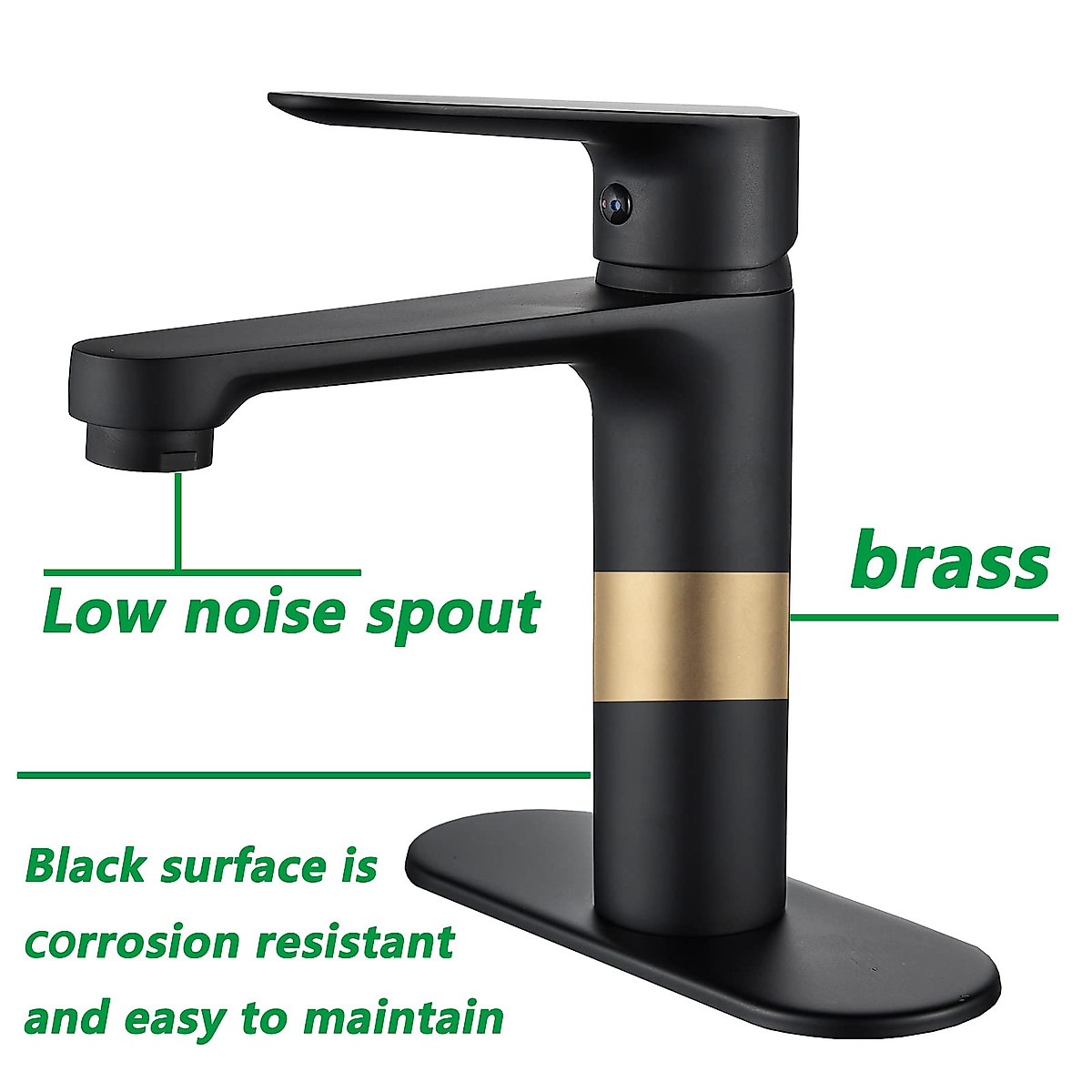 NICTIE Black Bathroom Faucet Single Handle Bathroom Sink Faucet Matte Black Single Hole Basin Vanity Faucet Modern One Hole RV Bathroom Faucet with Pop-up Drain Suitable for 1 Hole or 3 Hole (Black)