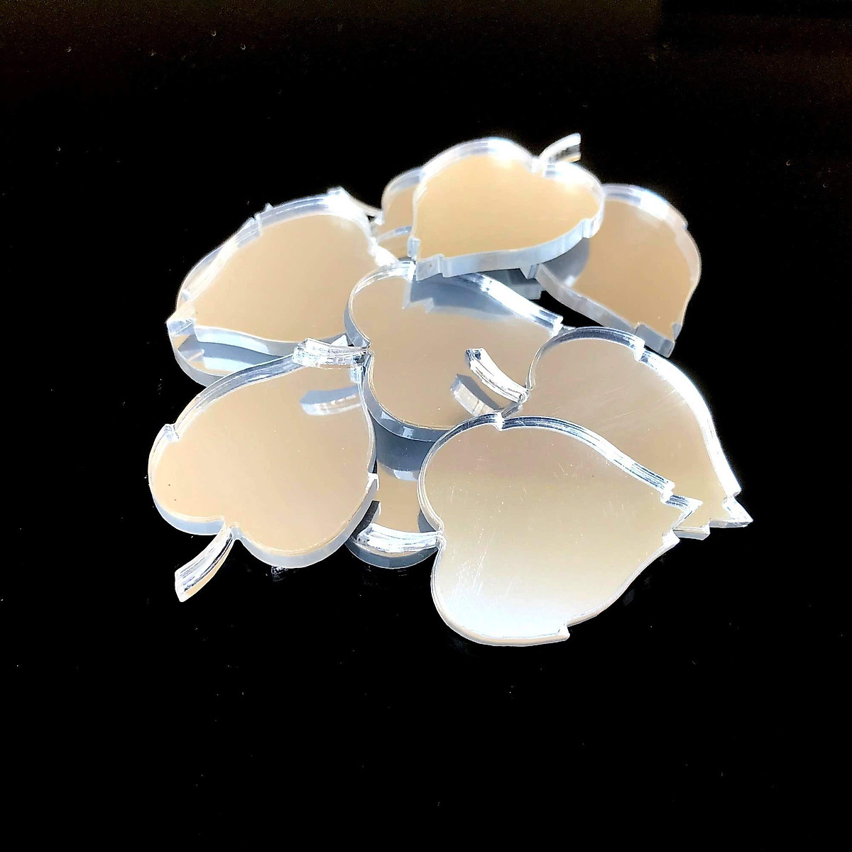 Super Cool Creations Leaf Shaped Crafting Mirrors, Set of 10, Many Colours, Shatterproof Acrylic, Blue Mirror, Pack of 10 x 6cm