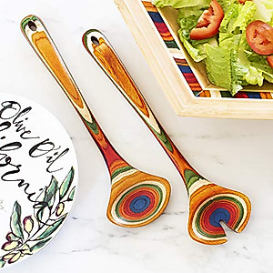 Baltique Marrakesh Collection Wooden Salad Serving Utensils Set, 11-3/4" Long