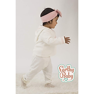 Earthy Baby GOTS Certified 100% Super Soft Organic Pima Cotton Baby Girl Lightweight Hoodie (White, 3-6 months)