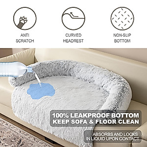 Tinaco Luxurious Calming Dogs/Cats Bed Mats, Washable Removable Couch Cover, Plush Long Fur Mat for Pets, Waterproof Lining, Perfect for Small, Medium and Large Dogs and Cats (Gradient Gray, M)