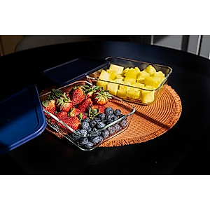 DURA LIVING 4-Piece Glass Food Storage Container (2 Containers + 2 Lids) | 11-Cup Rectangular, Leakproof | Microwave, Freezer, Oven & Dishwasher Safe | Ideal for Meal Prep & Pantry Organization