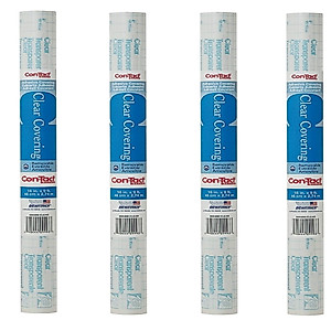 Con-Tact Brand Clear Covering Self-Adhesive Semi-Transparent Privacy Film and Contact Paper Liner, 18'' x 9', Clear Matte, 4 Pack