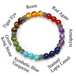 Eigso 4 Pcs 7 Chakra Reiki Meditation Crystal Stone Beads Bracelet Set for Women Men Womens Yoga Life of Tree Healing Wristbands for Woman Man