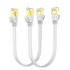 URELEGAN Cat 8 Ethernet Cable 1 Feet, Heavy Duty High Speed Flat Internet Cable, 40Gbps 2000Mhz with Gold Plated RJ45 Connector LAN Cable for Router, Modem, Gaming, PC, Laptop, Smart TV- 2 Pack