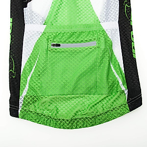 Weimostar Women's Cycling Jersey Long Sleeve Biking Shirts Full Zipper Bicycle Tops Bike Clothes Four Pockets White Green Size M