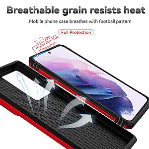 Hitaoyou Samsung Galaxy S21 Ultra Case, Galaxy S21 Ultra Case with Camera Cover & Kickstand Military Grade Shockproof Heavy Duty Protective Case for Galaxy S21 Ultra Red