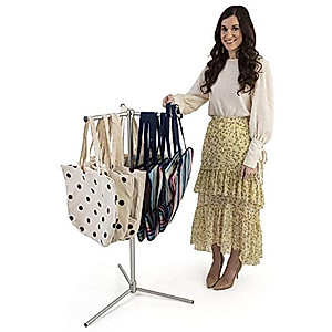 Displays2go Three-Way Straight Arm Garment Rack, Portable- Aluminum