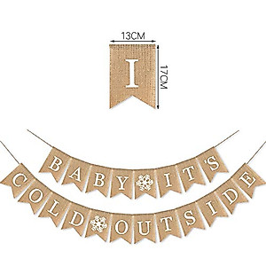 7-gost Burlap Baby It's Cold Outside Banner Baby Shower Party Winter Decoration Supplies