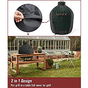 NUPICK Grill Cover for Large Big Green Egg, Kamado Joe Classic Grill, Heavy Duty and Waterproof Grill Cover