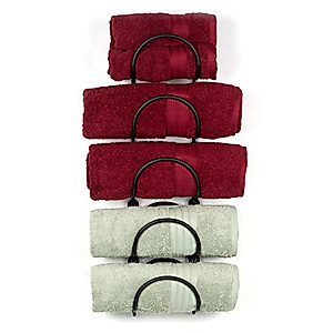 Wallniture Boto Wrought Iron Metal Towel Rack for Bathroom Wall Decor, Curved Finish Bathroom Organizer Set of 5, Black