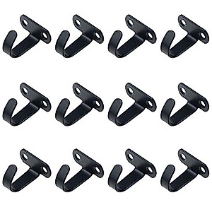 Antrader 12-Pack Stainless Steel Screws Mount Ceiling Hooks, Under-Shelf Coat Hook, Towel/Robe Clothes Hook Hanger for Bathroom Kitchen Cabinet, Black