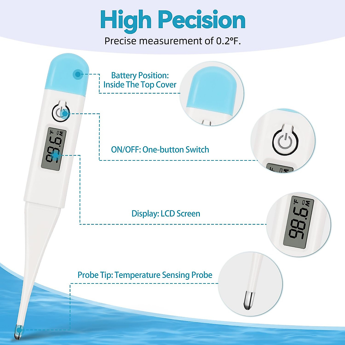 Thermometers for Adults & Kids - Medical Grade, Accurate Oral & Armpit Thermometer, Ideal for Travel, Digital Oral Thermometer for Newborns & Children, Easy-to-Use & Read