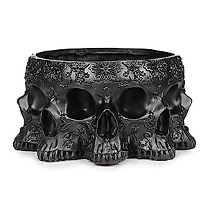Skull Multiple Faces Plant Planter Pot, Decorations Sugar Candy Bowl, Polyresin Skull Planter Succulents Pots, Flower Pot Home Gardening Garden Goth Decor 4" H (Black)