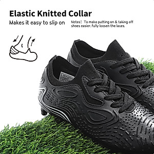 DREAM PAIRS Boys Girls Soccer Cleats Kids Football Shoes for Little/Big Kid,Size 6 Big Kid,Black/Grey,SDSO2304K