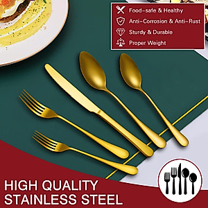 SUTETLW 20 PCS Kitchen Cutlery Set - Stainless Steel Flatware for 4 Dishwasher Safe Kitchen Tableware Ware Include 4pcs Spoon,4pcs Fork,4pcs Knife,4pcs Dessert Fork,4pcs Teaspoon (Rainbow)