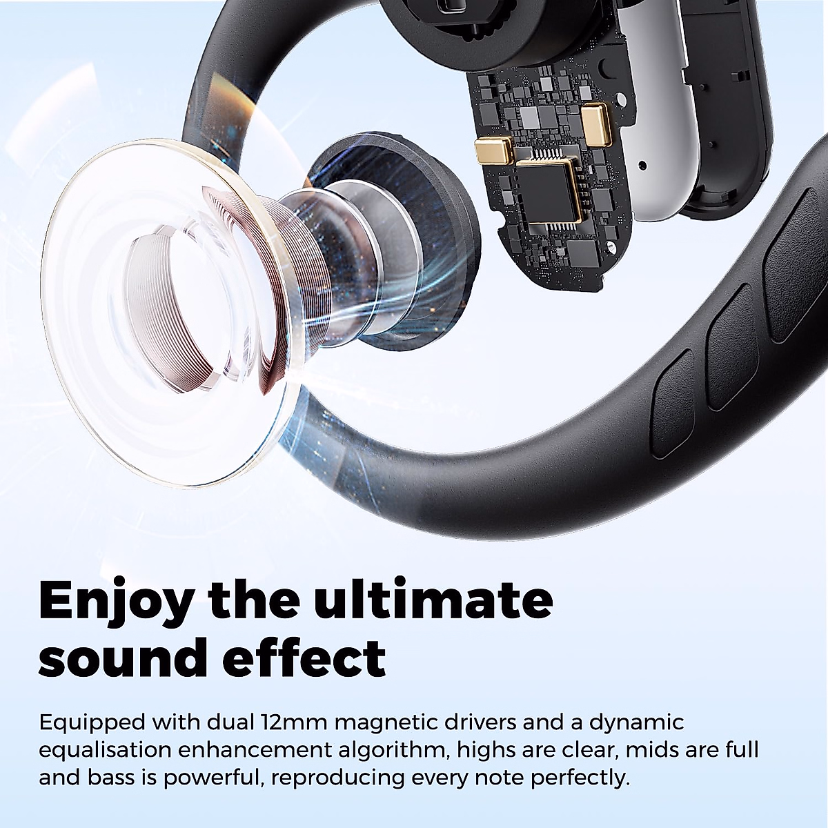 SoundPEATS Breezy Open Ear Headphones, 40Hrs Playtime, 90° Adjustable Wireless Earbuds, Bluetooth 5.4 Earphones, 12mm Drivers, 4 Mics with AI Call Noise Cancellation