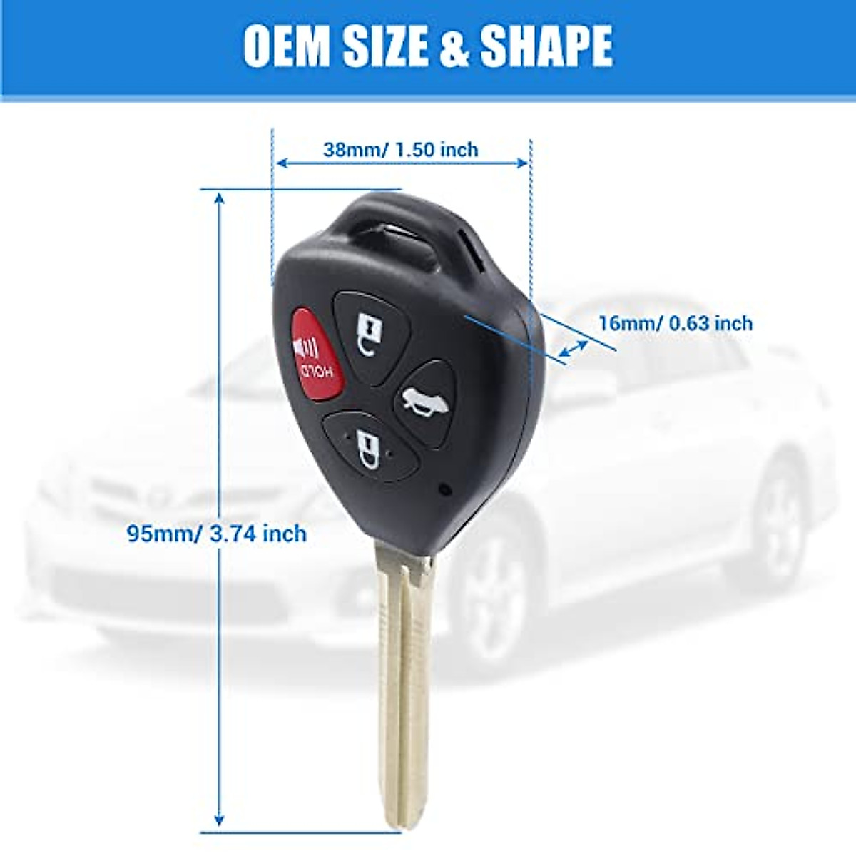 Pilida Keyless Entry Remote Replacement Key Fob Control Compatible with Toyota 4Runner Rav4 Yaris HYQ12BBY Not G