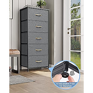 Crestlive Products Vertical Tall Fabric Dressers for Bedroom, Storage Tower - Sturdy Frame, Wood Top & Handles - Organizer Unit for Home Dorm