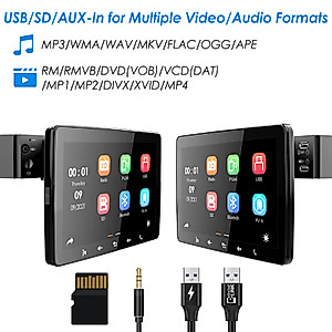 Single Din Bluetooth Car Stereo: 9 Inch IPS Touchscreen Audio with Carplay | Android Auto | MirrorLink | Backup Camera | FM/AM Car Radio | USB/SD/AUX-in | Fast Charging | Subwoofer