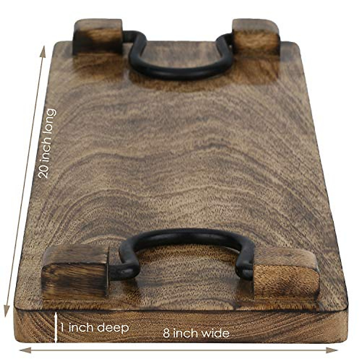 Wood party serving platter cheese board tray wine crackers meat 20 inch by 8 inch