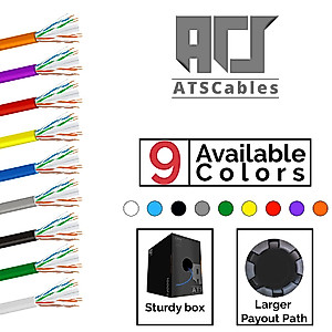 ATS Cables | CAT6 Plenum (CMP) Cable 1000FT | Network Analyzer Test Passed | 23AWG 4Pair, Solid 550MHz Ethernet Cable 10Gigabit UTP, Available in 9 Colors (1000ft, Blue)