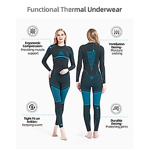 NOOYME Thermal Underwear for Women Long Johns for Women, Base Layer Women Black-blue