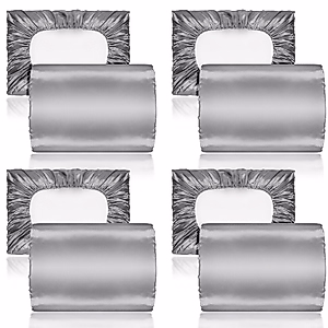 Buryeah 4 Pcs Satin Pillowcase for Hair and Skin with Elastic Band Soft Cooling Satin Pillowcases Queen Size(Dark Gray)