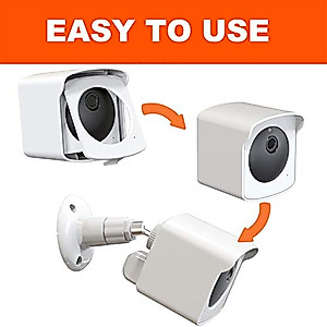 PEF Mount for Wyze Cam Outdoor, Weatherproof Protective Cover and 360 Degree Adjustable Wall Mount for Wyze Camera Outdoor Indoor Wire-Free Smart Home Camera System (White, 1 Pack)
