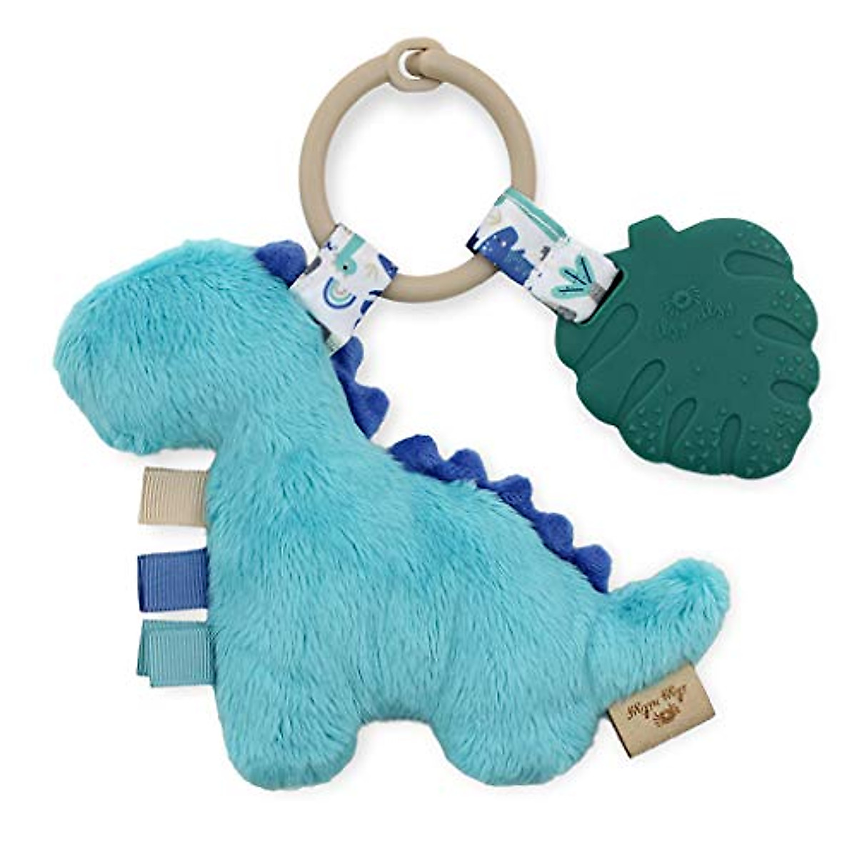 Itzy Ritzy Infant Toy & Teether - Itzy Pal Baby Teething Toy Includes Lovey, Crinkle Sound, Textured Ribbons & Silicone Teether Toy for Newborn (Dinosaur)