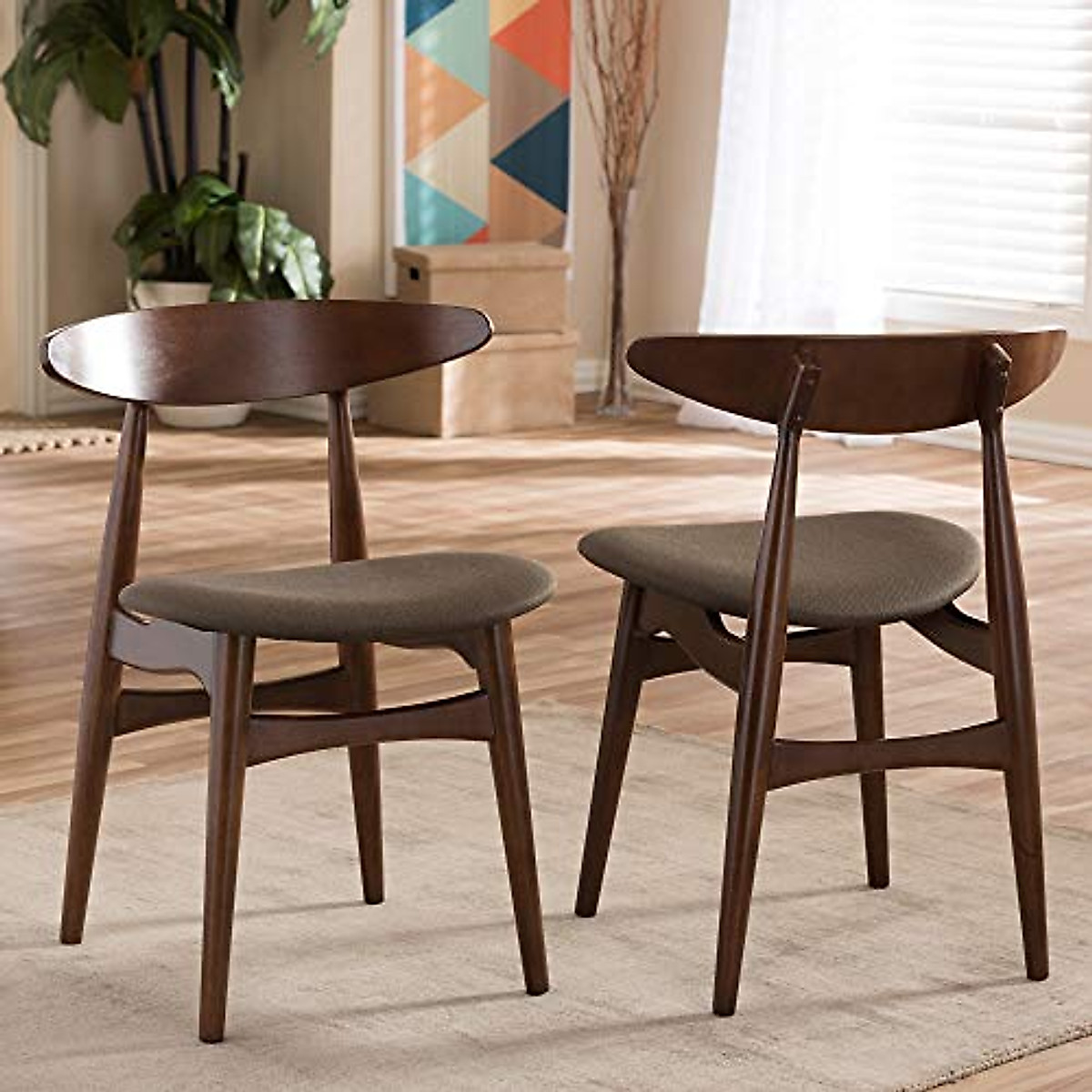 Baxton Studio Flamingo Mid-Century Dark Walnut Wood Dining Chair