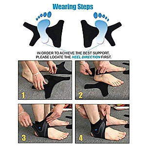 Ankle Brace Support Sleeves, 1 Pair Adjustable Elastic Sports Ankle Brace Sleeves, Ankle Fixation Bandage for Relieve Pain Exercise Arthritis Metatarsal Fasciitis Arch Support Basketball (L)