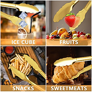 4 Pack Gold Serving Tongs XEVOM Gold Buffet Tongs Serving Utensils Salad Tongs Stainless Steel Gold Plated Buffet Serving Tongs,9 Inch