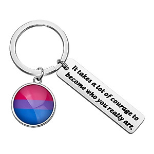 SEIRAA Bisexual Pride Keychain It Takes a Lot of Courage to Keychain Bisexual Pride LGBTQ Gifts (Bisexual Keychain)
