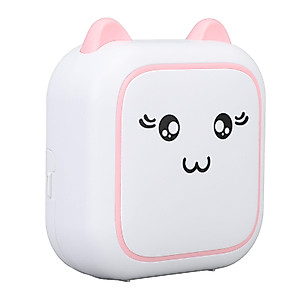XMEYE Mini Printer Portable, Small Inkless Sticker Maker Machine with 8 Rolls Papers, Cute Cartoon Pattern Bluetooth Cordless Thermal Receipt Printers for Learning, Study Notes (Redness)