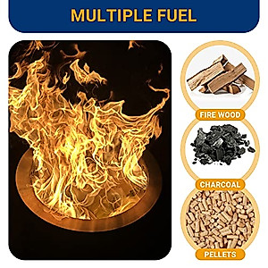 UDPATIO 19.5 inch Smokeless Fire Pit with Stand, 304 Stainless Steel Bonfire Stove for Outside, Wood Burning with Ash Pan, Portable Carrying Bag for Patio, Camping