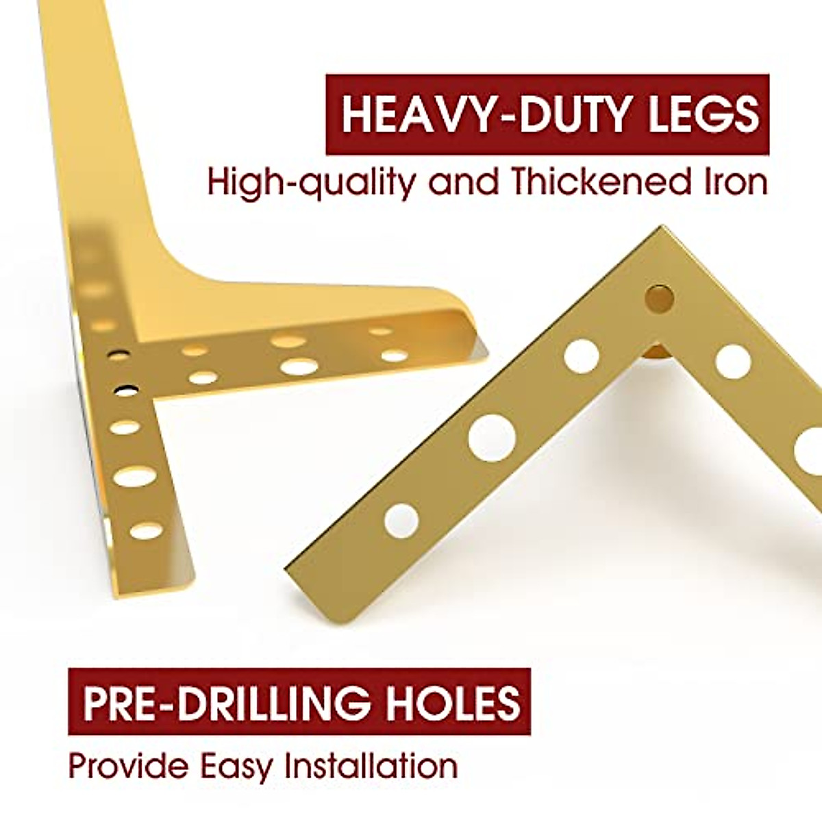 5 Inch Furniture Legs Set of 4 Right Angle Furniture Legs Metal Table Legs Metal Modern Style Sofa Legs Chair Legs Heavy Duty Sofa Replacement Feet for Couch, Nightstand, Ottoman, Cupboard (Gold)