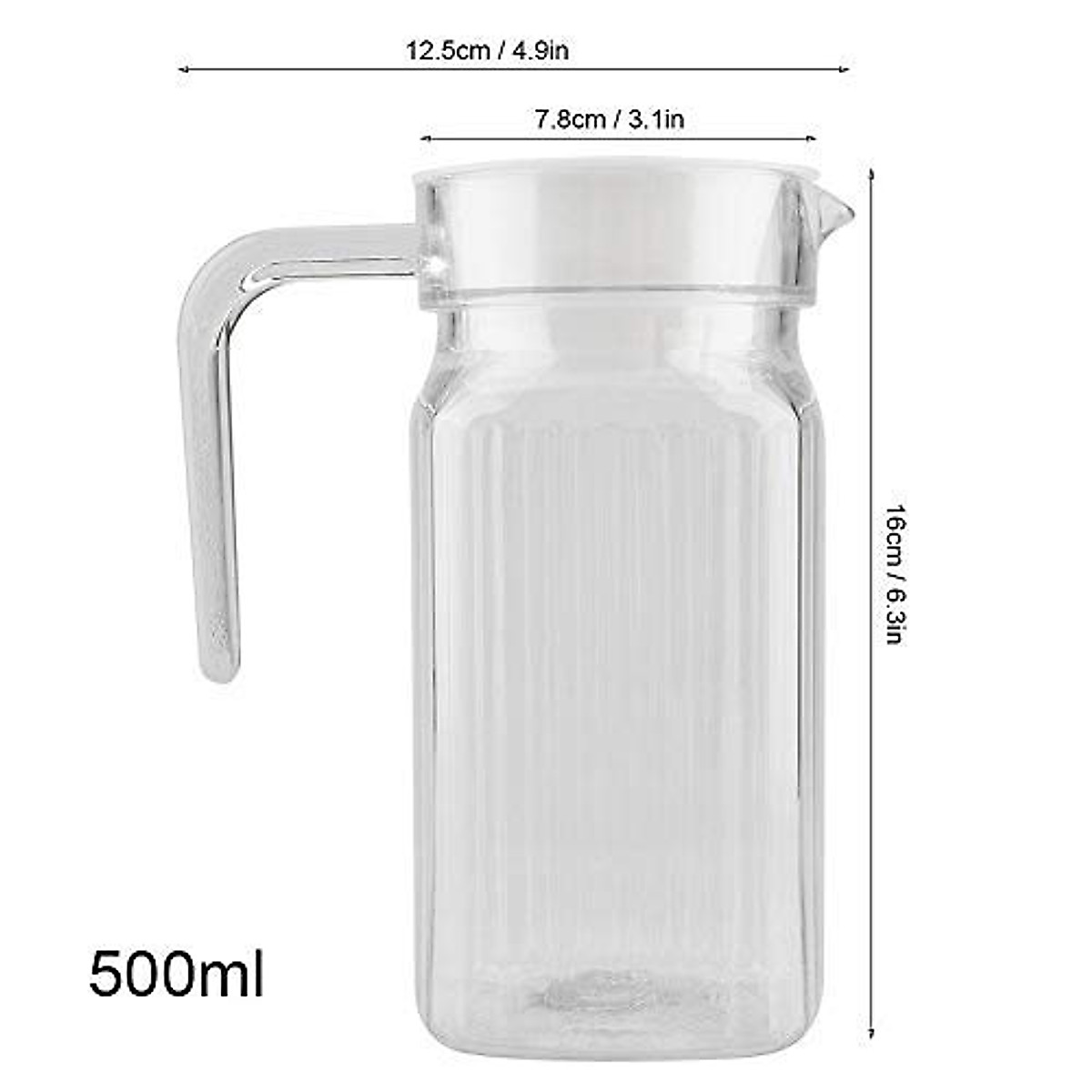 Fdit Acrylic Transparent Juice Bottle Striped Water Ice Cold Juice Jug with Lid great for Homemade Juice & Cold Tea or for Milk Bottles Reusable Drinking Bottles(500ML)