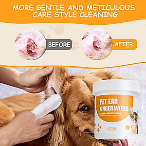 Ear Finger Wipes for Dogs & Cats, 50 Count Dog Ear Cleaner Finger Wipes, for Dirty, Waxy, Smelly Ears - Soothes & Relieves Ear Itching, All Natural Ingredients