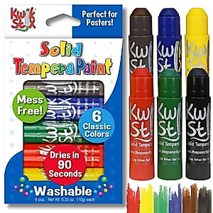 Kwik Stix Solid Tempera Paint Sticks, 6 Colors, Washable Paint Sticks for Kids, Super Quick Drying, Non-Toxic, Allergen Free, Paint Sticks in Classic Colors, Paint for Kids and Toddlers