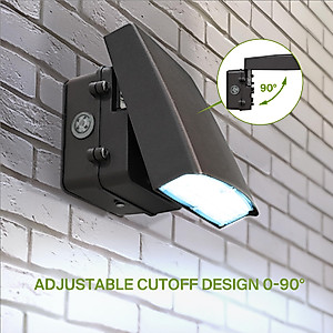 ASD LED Wall Pack Light 12W Photocell, Adjustable Cutoff Dusk to Dawn Outdoor Lighting, 3000K/4000K/5000K Selectable, 1700LM, 120-277V, Dimmable Waterproof Fixture, Black Finish, UL & DLC Certified