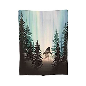 Hide and Seek Bigfoot Flannel Fleece Boho Throw Blanket Super Soft Cozy Warm Plush Bedding for Adults Kids Lightweight Blankets for Couch Sofa Bed 80"X60"