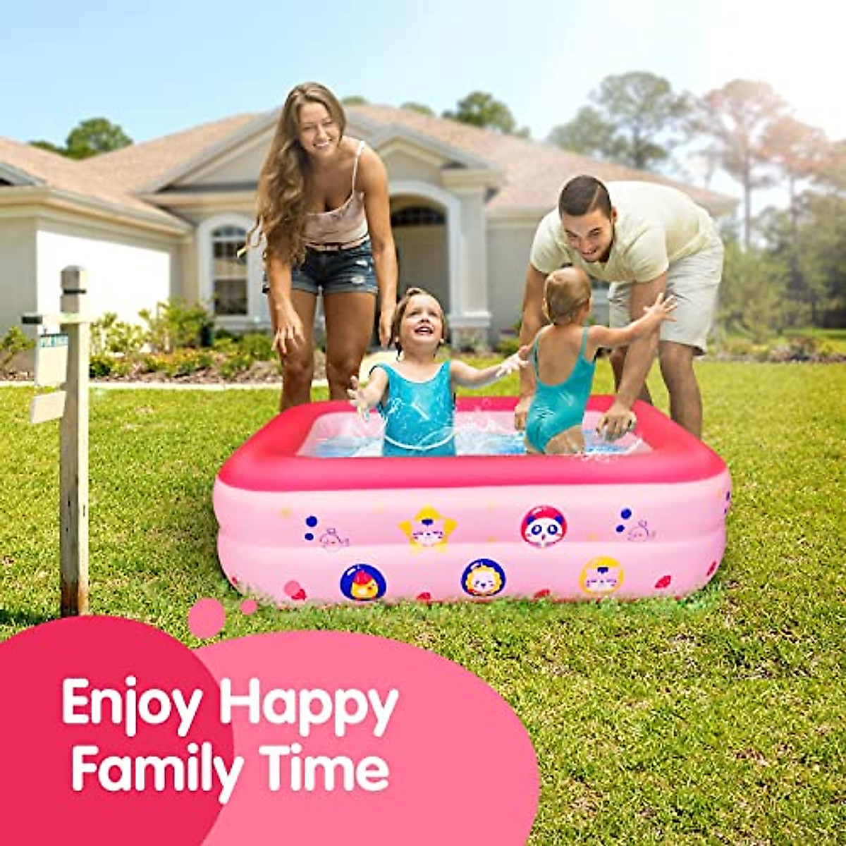 Kiddie Pool Toys for 1 2 3 Year Old Girl Gifts, Inflatable Swimming Pools for Kids Toys Age 1-3 Years, Summer Water Kiddy Baby Pools Ball Pit for Toddlers 1-4 as Bathtub for Backyard Outdoor Indoor