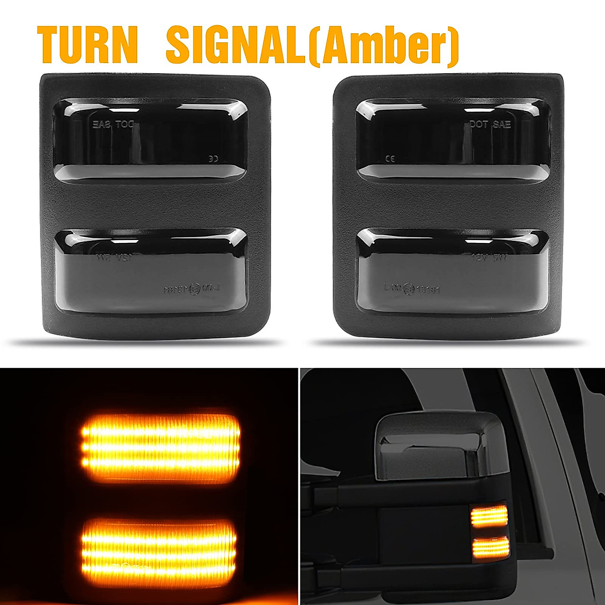 Switchback F250 Side Mirror Turn Signal DRL Running Lights,Sequential Tow Mirror LED Lights For Ford F-350 F-450 F-550 Super Duty 2008-2016 7C3Z-13776-A 7C3Z-13776-B 7C3Z13776A 7C3Z13776B