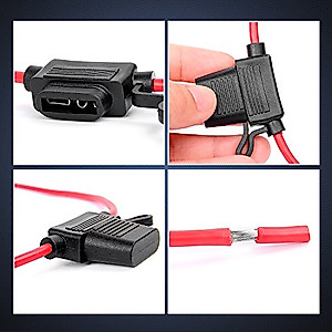 Nilight 10 Pack NI-FH01 Inline Holder 14AWG Wiring Harness ATC/ATO 30AMP Blade Automotive Fuse Holder-10, 2 Years Warranty