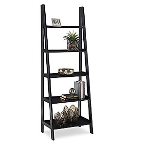 Linon Gleason Modern Classic Black Ladder Bookshelf