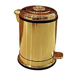 Stainless Steel Trash Can, Pedal Garbage Container Bin Golden Trash Bin Wastebasket with Lid for Hotel Room Parlor Kitchen Lounge Large-Capacity (Color : Gold, Size : 10L)
