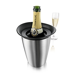 Vacu Vin Active Cooler Champagne Elegant - Reusable Champagne Bottle Cooler - Stainless Steel - Prosecco Cooler Sleeve For Standard Size Bottles - Insulated Prosecco Bottle Chiller