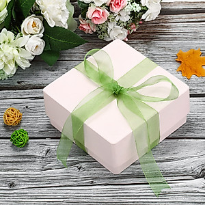 molshine 50 Yards x 5/8 Inch Shimmer Sheer Organza Ribbon,Chiffon Fabric Ribbons for Bouquets Garland,Bowknot,Wedding,Gift Wrapping,Hair,Crafts,Decoration (Green, 5/8")