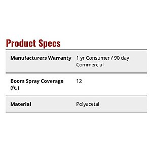 Fimco 7771885 (OEM# 5275122) Wet Boom Polyacetal Left/Right End Nozzle Assembly, 13' Coverage, 1/2" Hose Inlet, Built-In Shut-Off Valves, Built-In Swivel, 3-5/8" x 6-5/8"